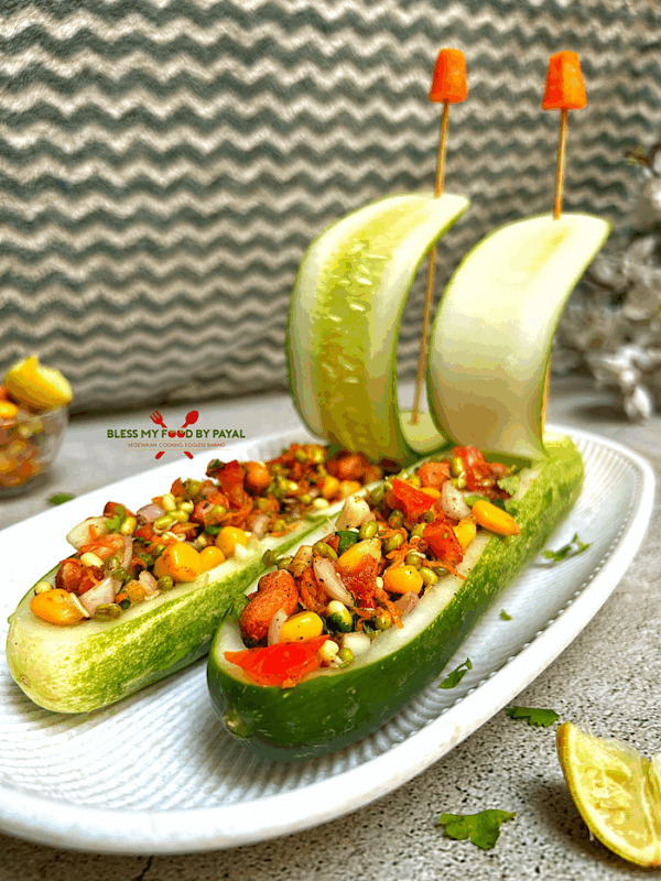 Cucumber boat chaat recipe