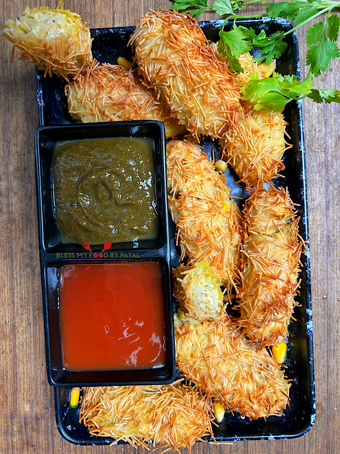 Air Fried Paneer Croquettes with Vermicelli Crust