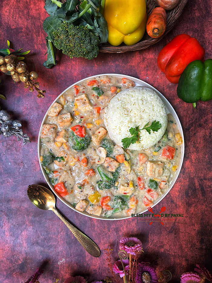 Vegan Mixed Vegetables in Cauliflower White Sauce