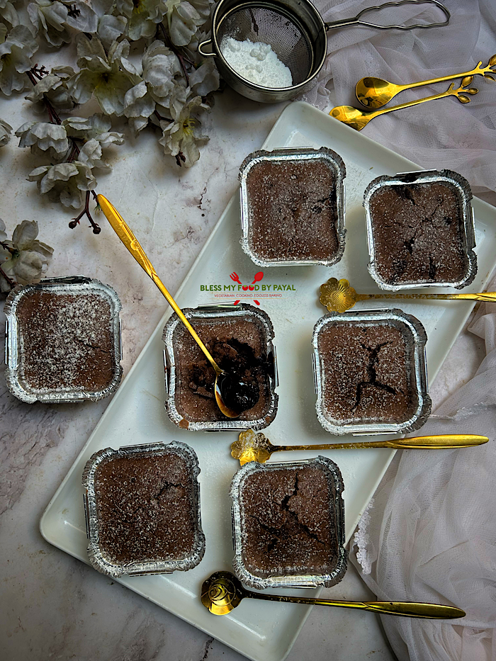 Eggless Mini Choco Lava Cakes Recipe